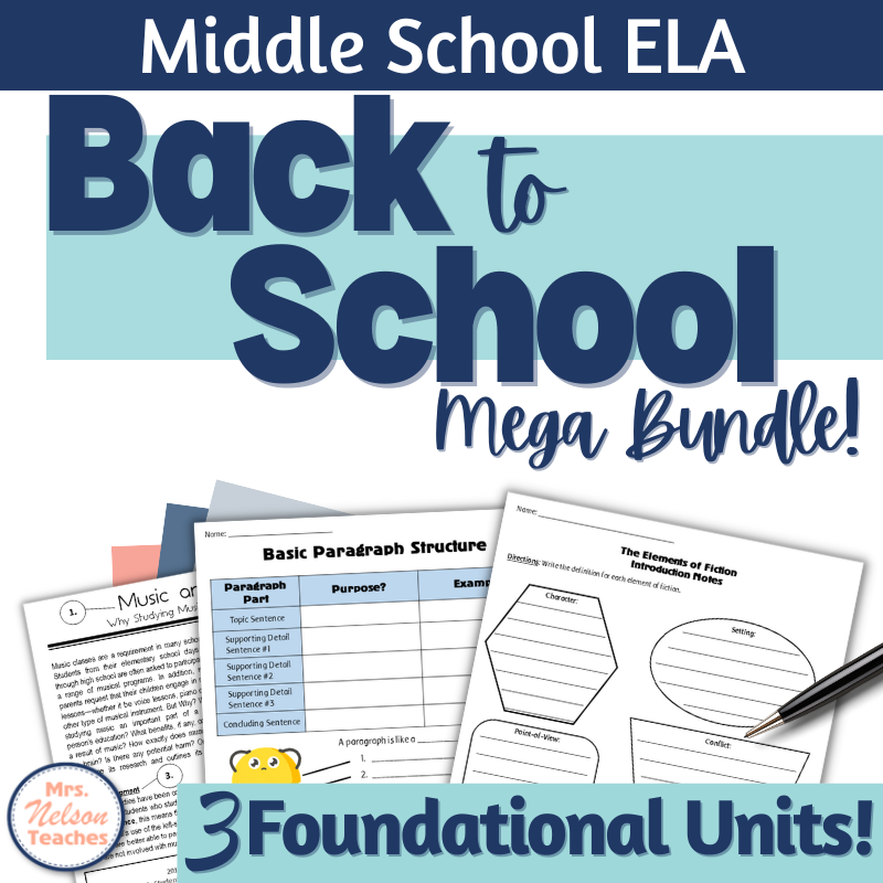 Back-to-School Middle School ELA Bundle - Mrs. Nelson Teaches